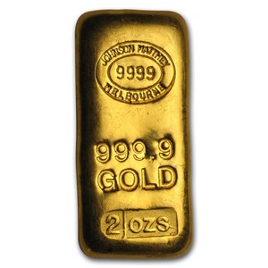 Buy 2 oz Gold Bar - Johnson Matthey (Poured) | APMEX