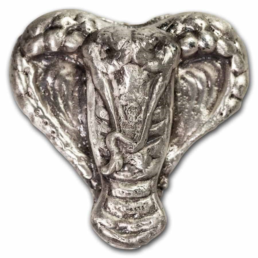 2 oz Hand Poured Silver - Cobra Head