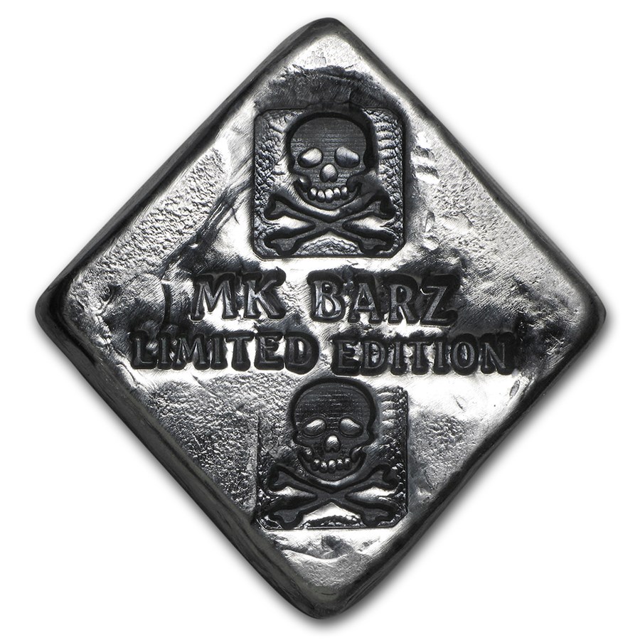 Buy 2 oz Hand Poured Silver Diamond - Limited Edition: Skull & Bones ...