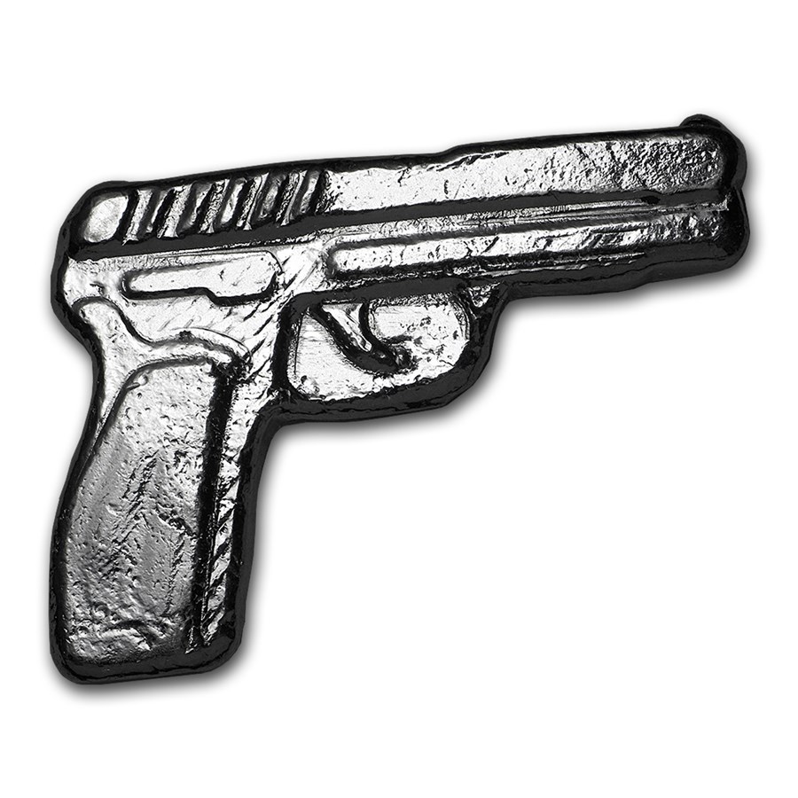 Buy 2 oz Hand Poured Silver Pistol - MPM | APMEX