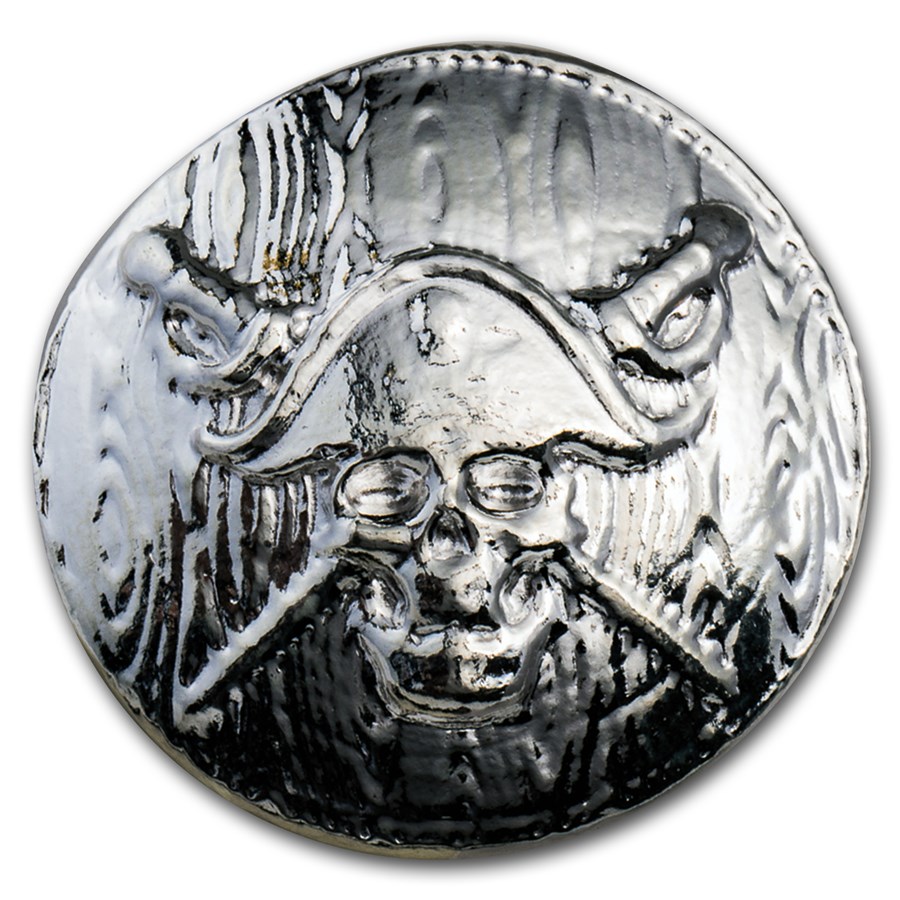 Buy 2 oz Hand Poured Silver Round - YPS - Jolly Roger | APMEX