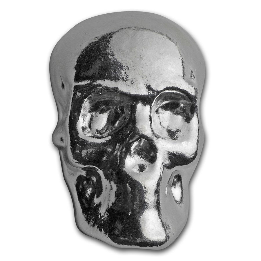 Buy 2 oz Hand Poured Silver Skull | APMEX