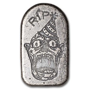 2 oz Hand Poured Silver - Zombie Tombstone (w/Bag)