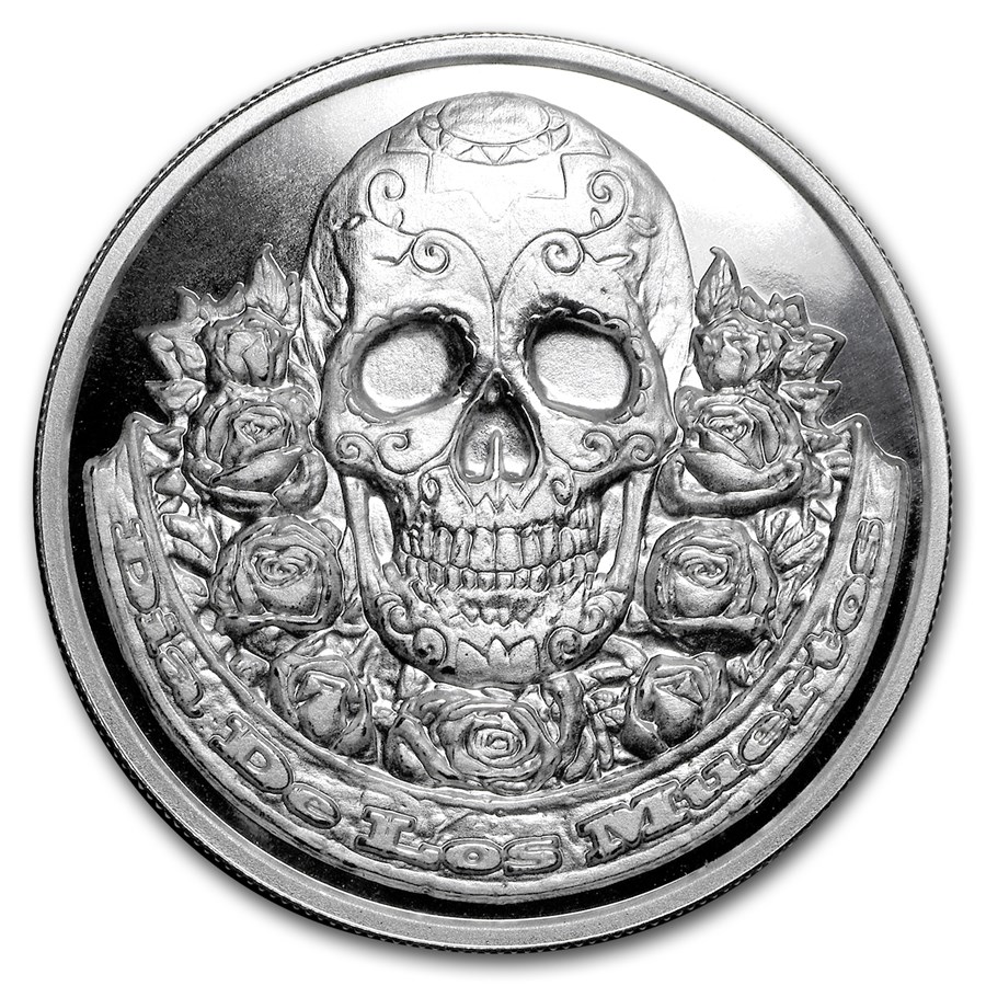 Buy 2 oz High Relief Silver Round - Dia de los Muertos | APMEX