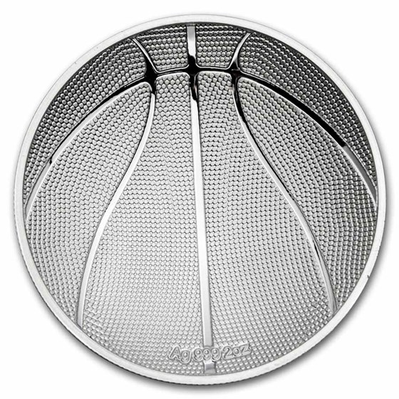 2 oz Silver Colorized Dome Shaped Basketball (w/Box)