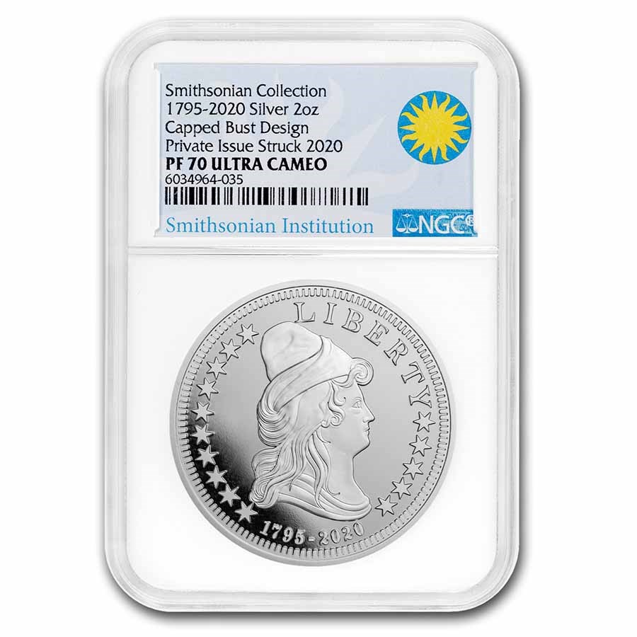 Buy 2 oz Silver Round - 1795-2020 Capped Bust PF-70 NGC Smithsonian | APMEX