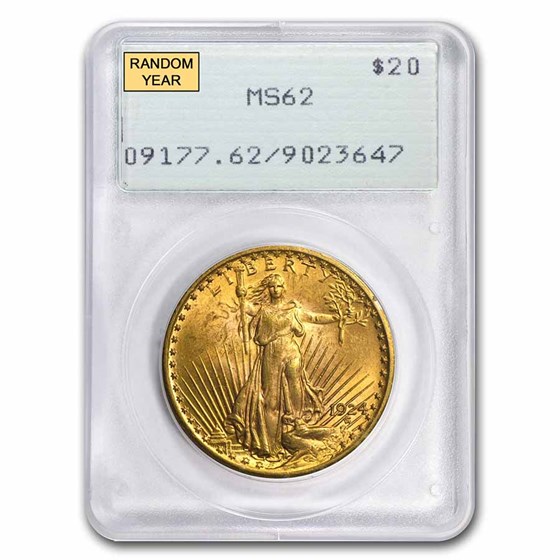 Buy $20 St Gaudens Gold Double Eagle MS-62 PCGS (Rattler, Random) | APMEX