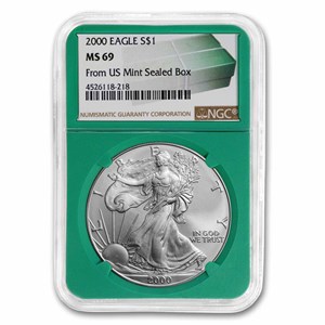 Buy 2000 American Silver Eagle MS-69 NGC (Green Holder) | APMEX