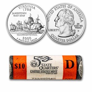 2000-D Virginia Statehood Quarter 40-Coin Roll BU (Mint Wrapped)