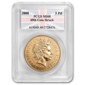 2000 Great Britain Gold 5 Pounds Elizabeth II MS-68 PCGS (69th)