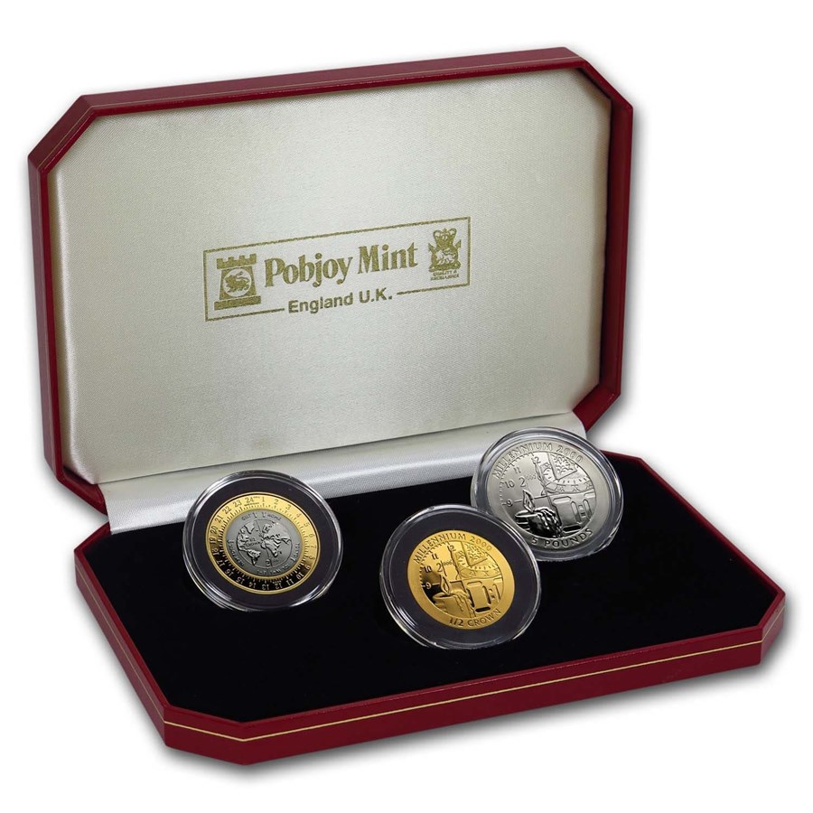 Buy 2000 Pobjoy Mint 3-Coin Bi-Metal Millennium Proof Set | APMEX
