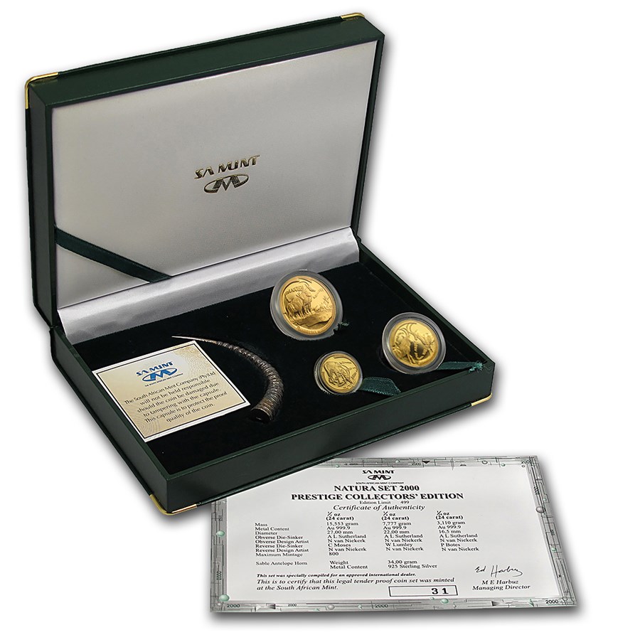 Buy 2000 South Africa 3-Coin Gold Natura Sable (Antelope) Proof Set | APMEX