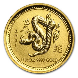 Buy 2001 1/10 oz Gold Lunar Year of the Snake (SI, Abrasions) | APMEX