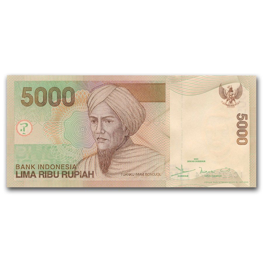 Buy 2001 Indonesia 5000 Rupiah Weaving Imam CU | APMEX