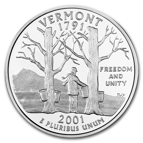 Buy 2001-P Vermont Statehood Quarter 40-Coin Roll (Mint Wrapped) | APMEX