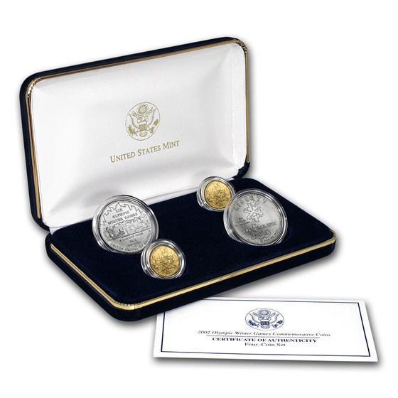 Buy 2002 4-Coin Commem Winter Olympics Set BU & Proof (w/Box & COA) | APMEX