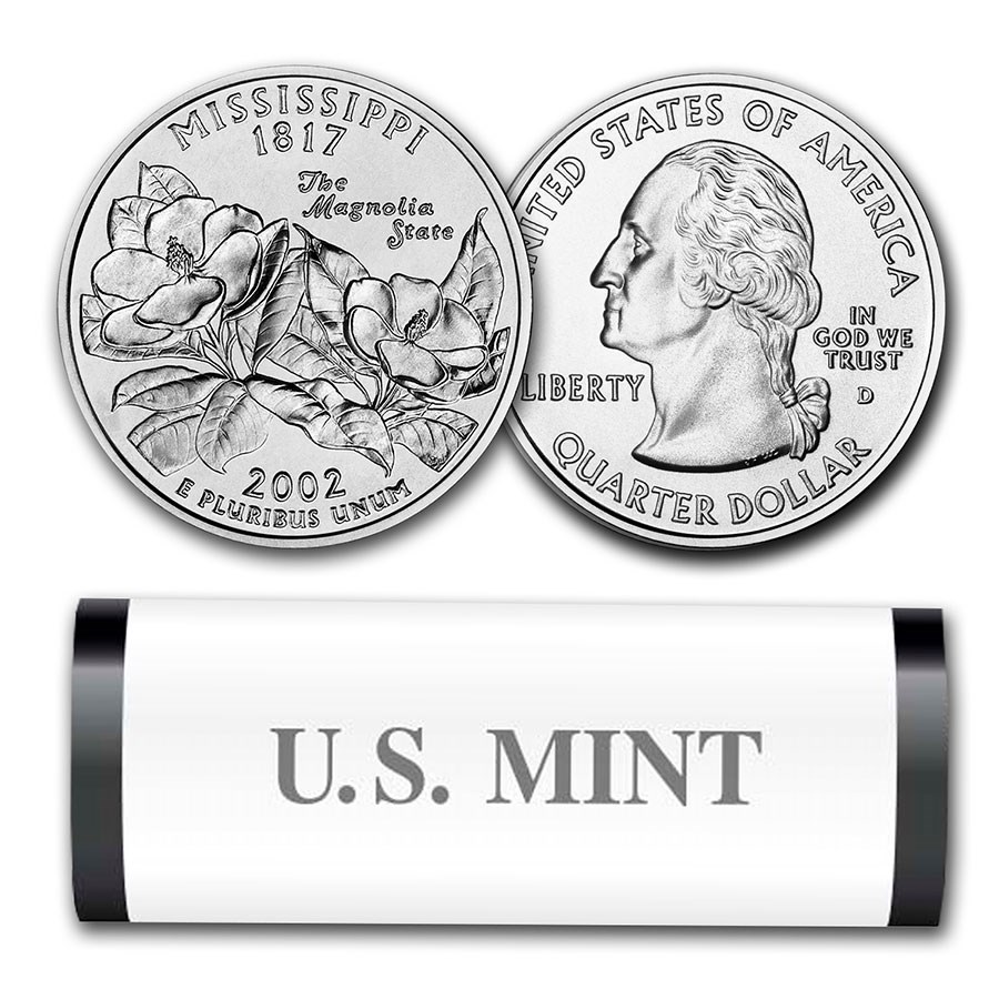 Buy 2002-D Mississippi Statehood Quarter 40-Coin Roll (Mint Wrapped ...