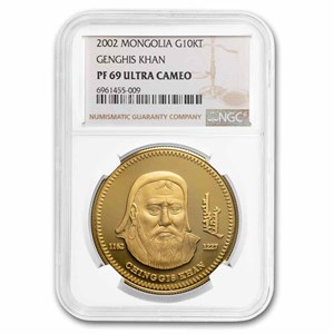 Buy 2002 MNG Gold 10000 Togrog Genghis Khan PF-69 | APMEX