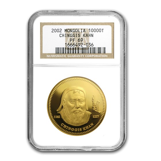 Buy 2002 Mongolia Proof Gold 10000 Tugrik Genghis Khan PF-69 NGC | APMEX