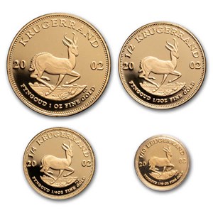 2002 South Africa 4-Coin Gold Krugerrand Proof Set (Capsule only)