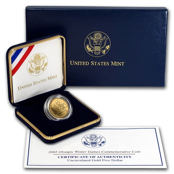 Buy 2002-W Gold $5 Commem Olympic Winter Games BU (w/Box & COA) | APMEX Buy 2002-W Gold $5 Commem Olympic Winter Games BU (w/Box & COA) | APMEX