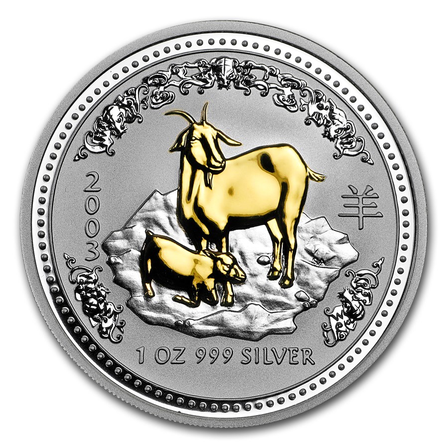 Buy 2003 Australia 1 oz Silver Goat BU (Series I, Gilded) | APMEX