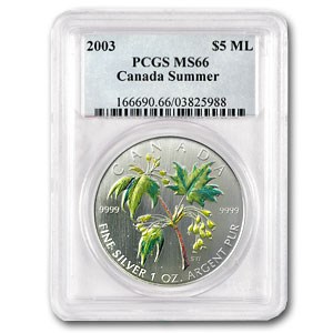 Buy 2003 Canada 1 oz Silver Maple Leaf Summer MS-66 PCGS | APMEX