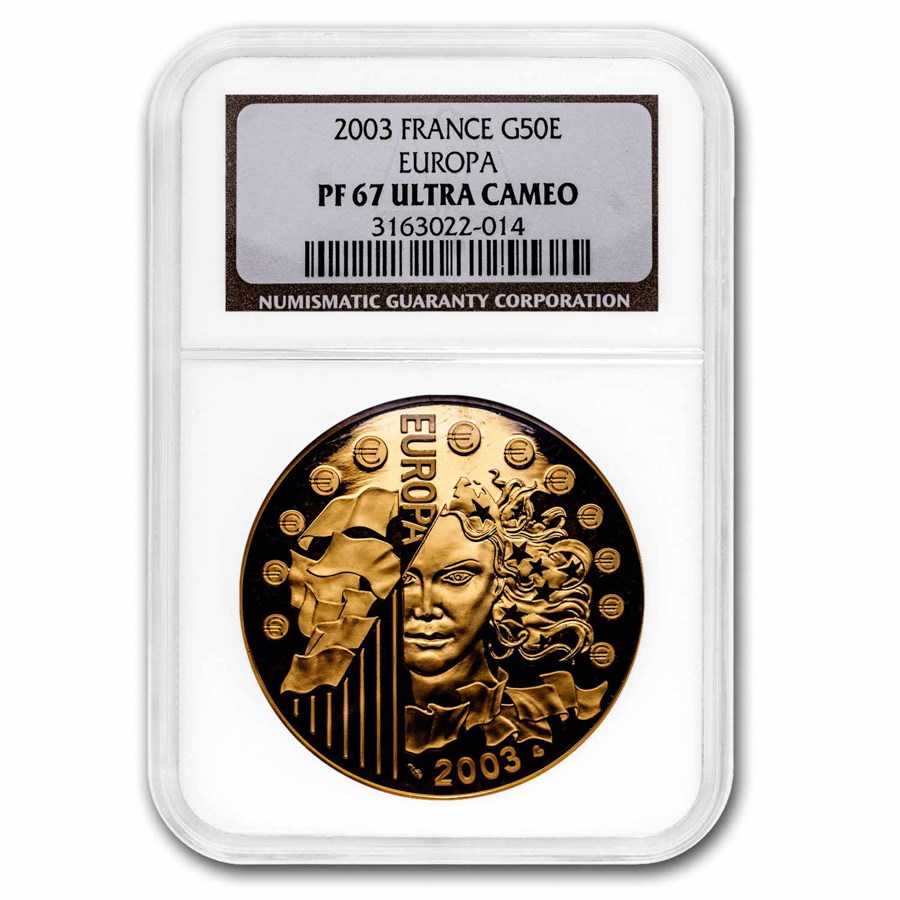 2003 France Gold €50 PF-67 NGC (Introduction of the Euro)