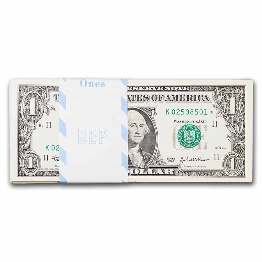 Buy 2003 (K-Dallas) $1 FRN CU (Fr#1928-K) 100 Consec - BEP Star pack ...