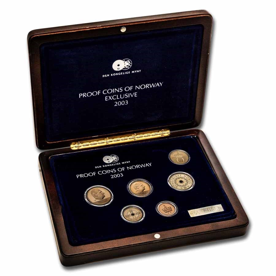 2003 Norway 6 coin Gold Proof Set w/Box and COA