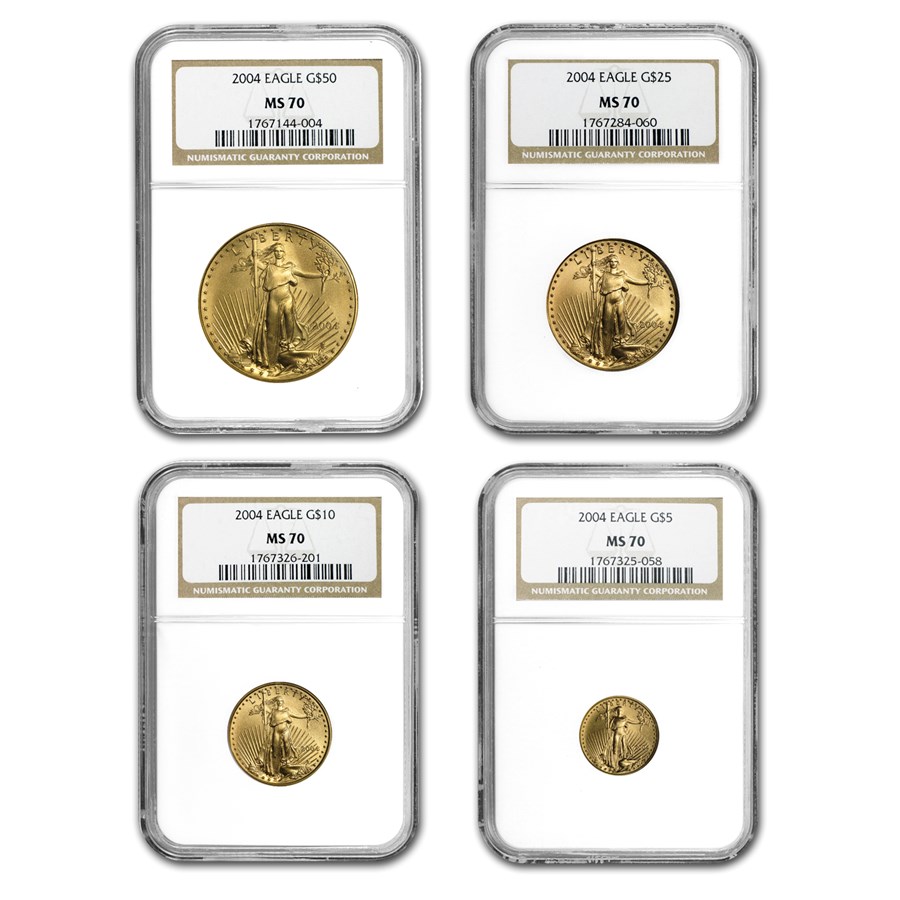 Buy 2004 4-Coin American Gold Eagle Set MS-70 NGC | APMEX