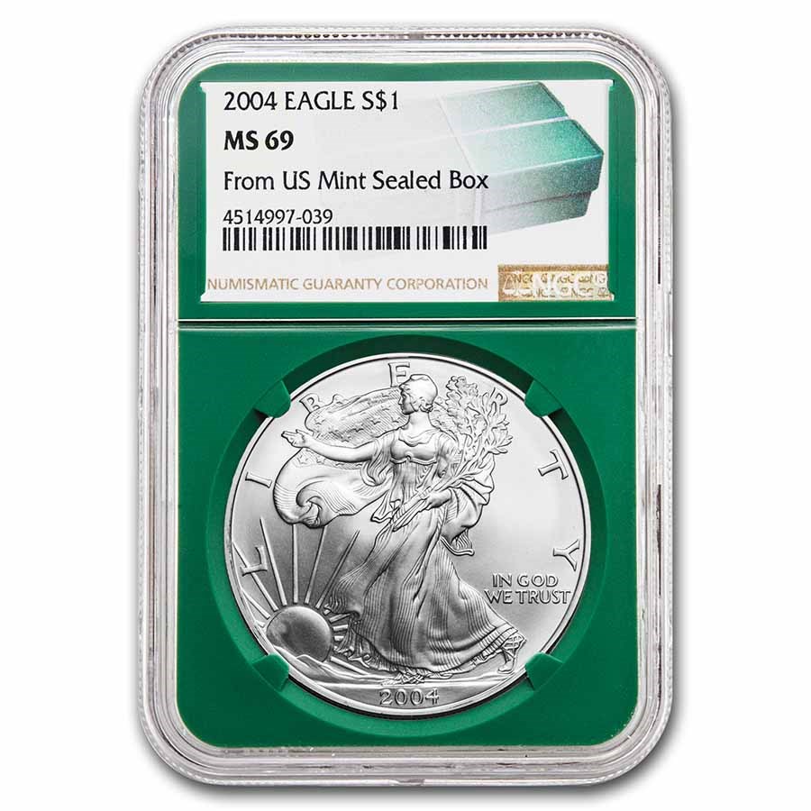 Buy 2004 American Silver Eagle MS-69 NGC (Green Holder) | APMEX
