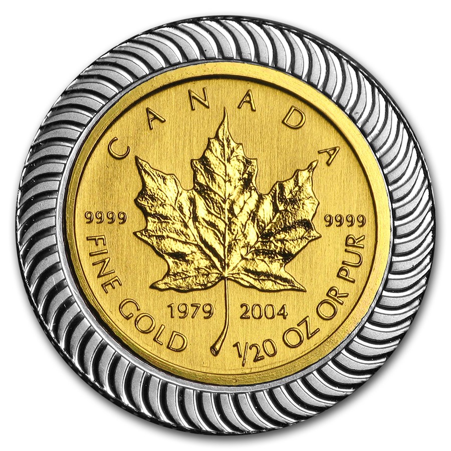 Buy 2004 Canadian 1/20 oz Gold Maple Leaf Bi-Metallic BU (25th Ann) | APMEX