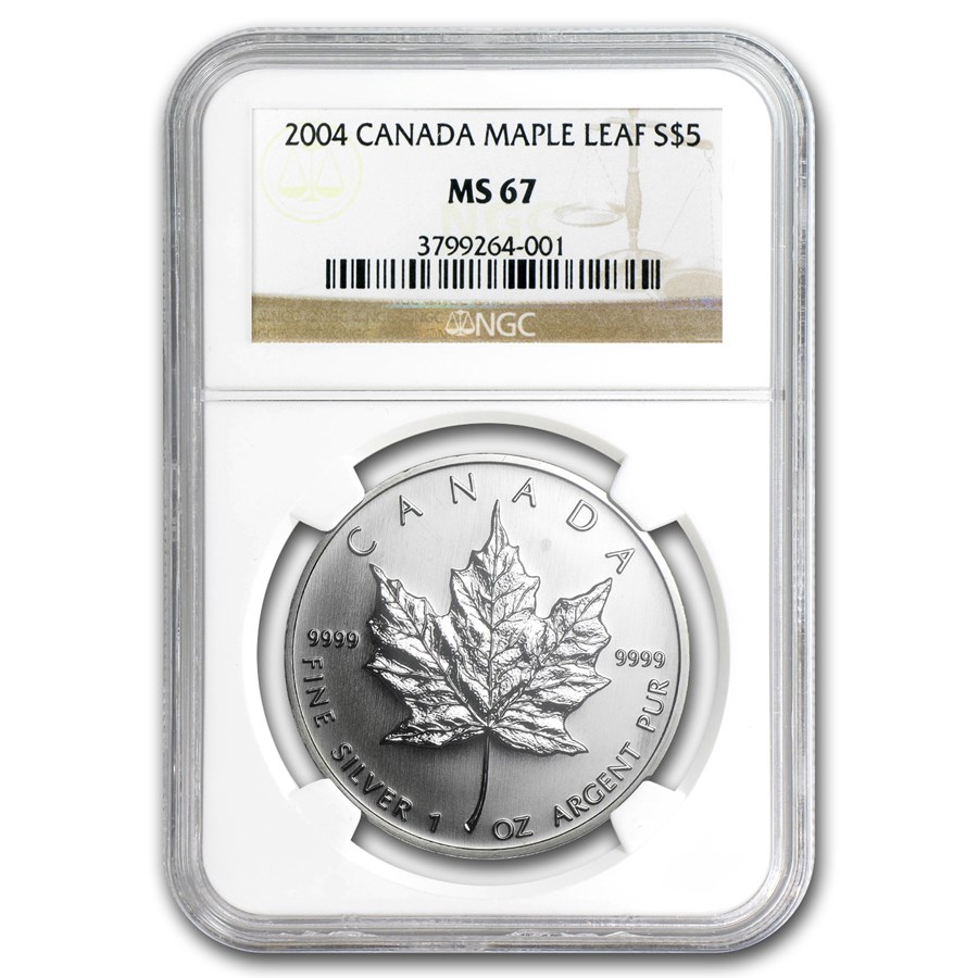 Buy 2004 Canada 1 oz Silver Maple Leaf MS-67 NGC | APMEX