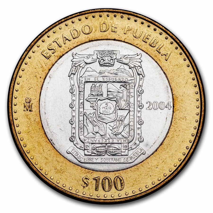 Buy 2004 Mexico Bimetallic 100 Pesos Puebla BU (1st Edition) | APMEX