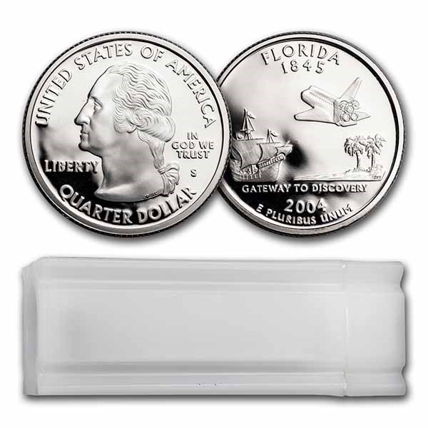Buy 2004-S Florida Statehood Quarter 40-Coin Roll Proof (Silver) | APMEX
