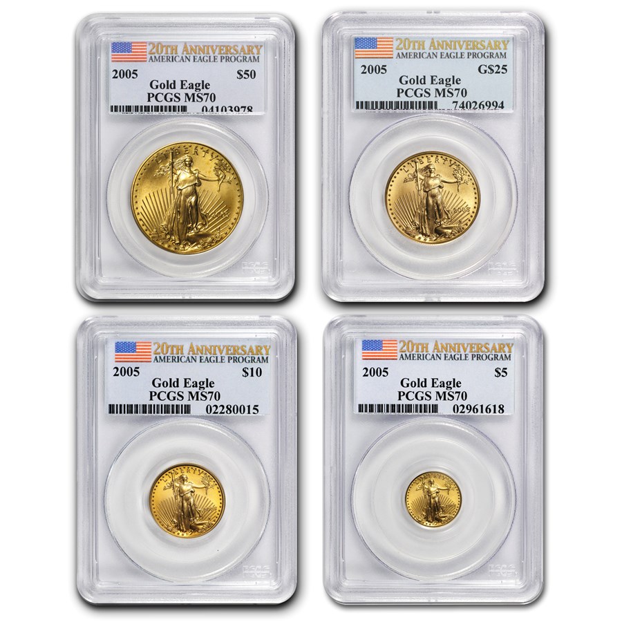 Buy 2005 4-Coin American Gold Eagle Set MS-70 PCGS (20th Anniv) | APMEX