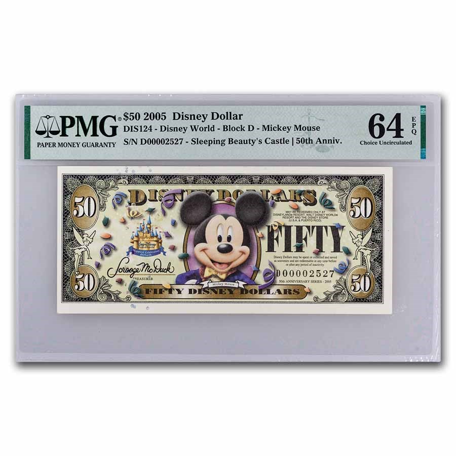 Buy 2005 $50.00 (D) Mickey CU-64 EPQ PMG (DIS#124) | APMEX