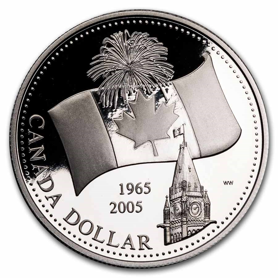 Buy 2005 Canada Silver Dollar 40th Anniv Flag Proof | APMEX