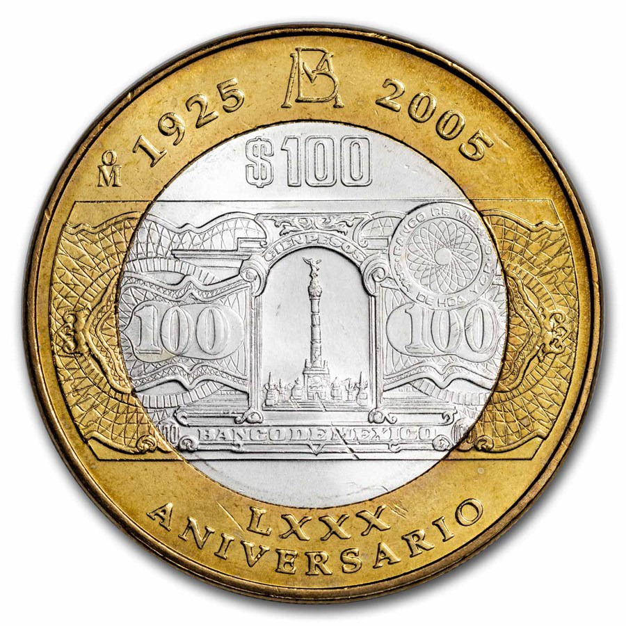 Buy 2005 Mexico Bimetallic 100 Pesos Bank of Mexico 80th Anniver. BU ...