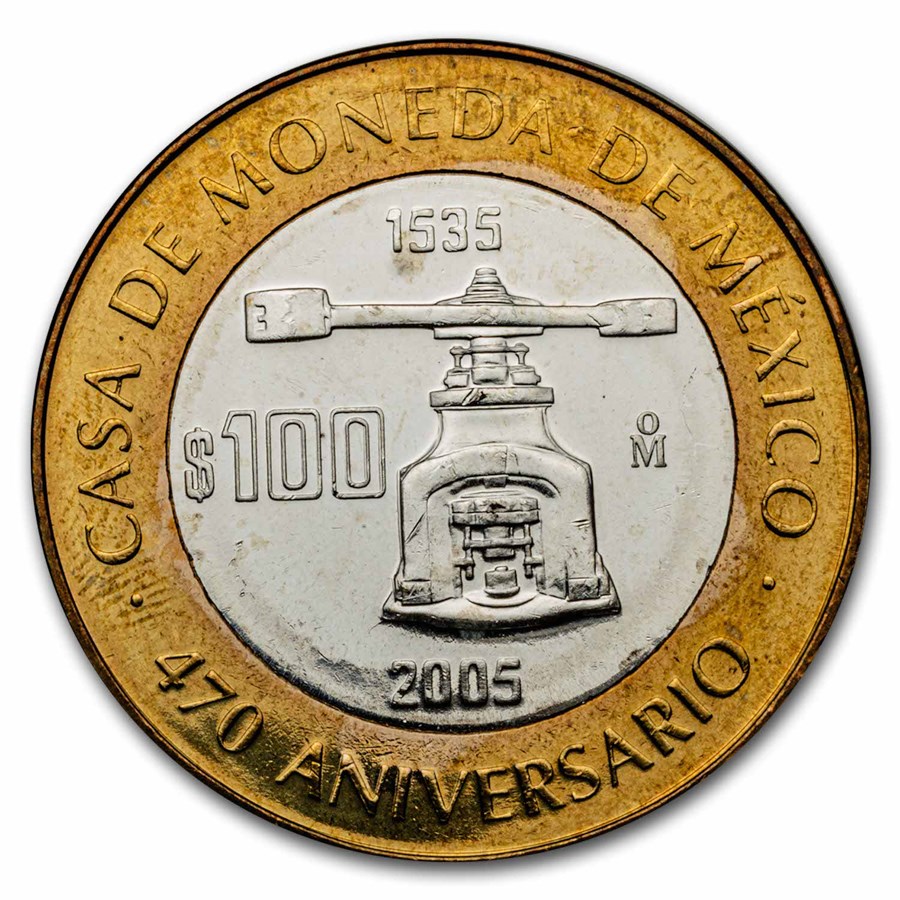 Buy 2005 Mexico Bimetallic 100 Pesos Mexico City Mint 470th Anniv. BU ...