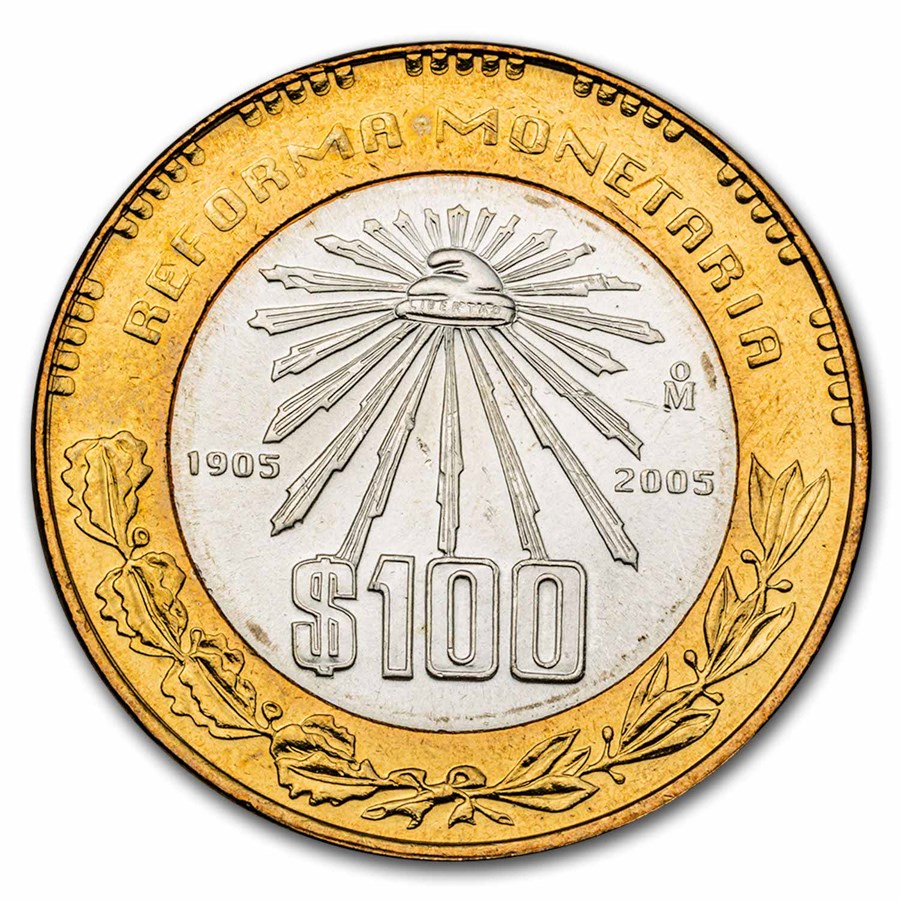 Buy 2005 Mexico Bimetallic 100 Pesos Monetary Reform 100th Anniv. BU ...