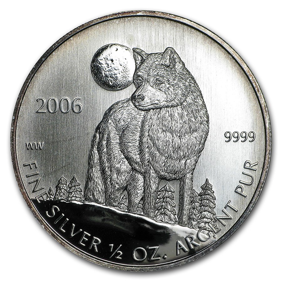 Buy 2006 1/2 oz Silver Canadian Timber Wolf Coin (Abrasions/Spotted ...