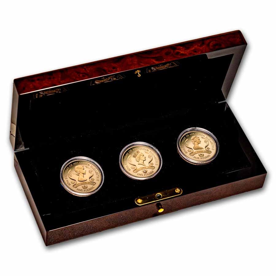 2006 GB 3-Coin Gold Set 80th Birthday of Queen Elizabeth