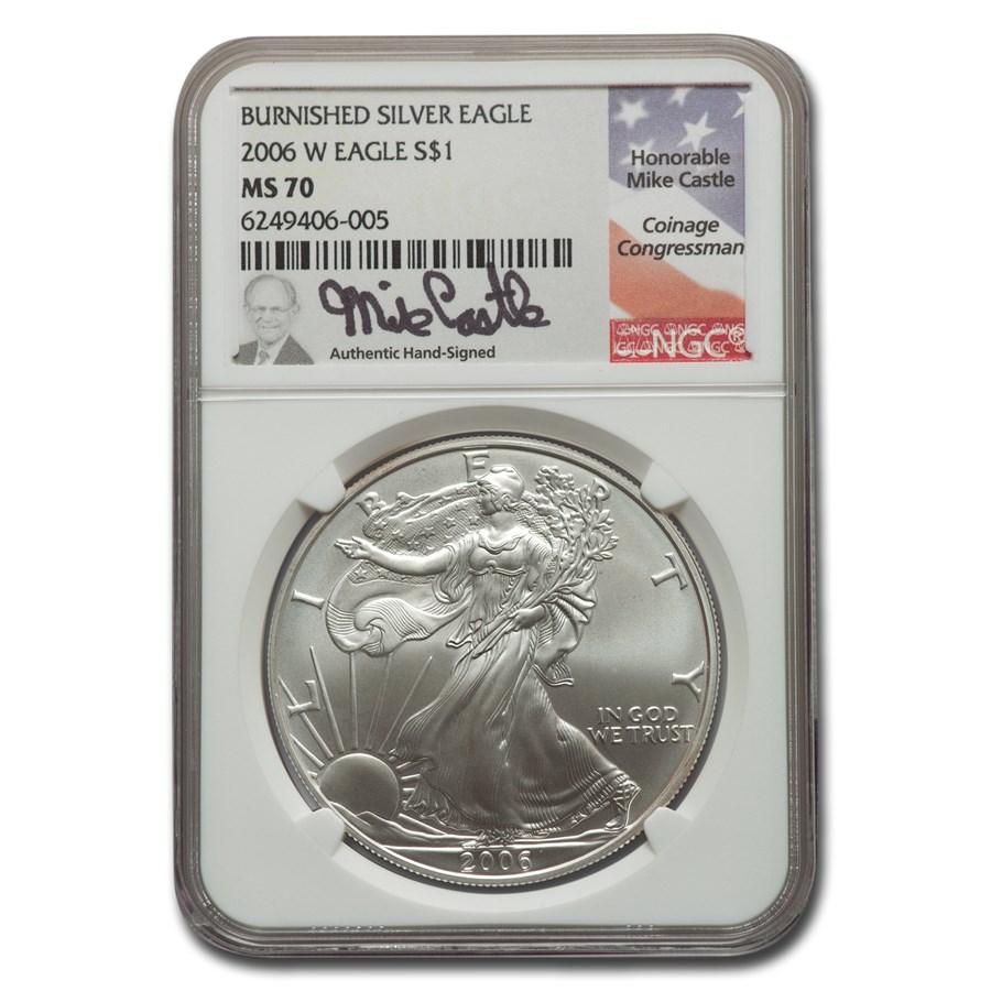 Buy 2006-W Burnished American Silver Eagle MS-70 NGC (Castle) | APMEX