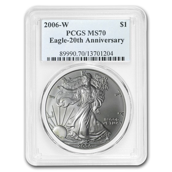 Buy 2006-W Burnished American Silver Eagle MS-70 PCGS (20th Anniv) | APMEX