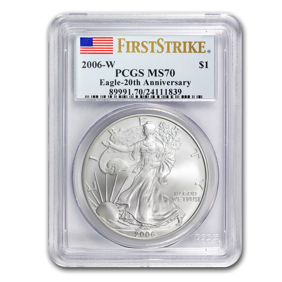 Buy 2006-W Burnished Silver Eagle MS-70 PCGS (FS, 20th Anniv) | APMEX
