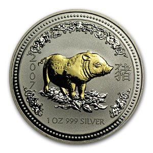 Buy 2007 1 oz Gilded Silver Year of the Pig Series I (Abrasions) | APMEX