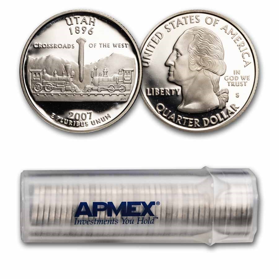 Buy 40-Coin Roll 2007-S Utah Quarter Silver Gem Pf | APMEX