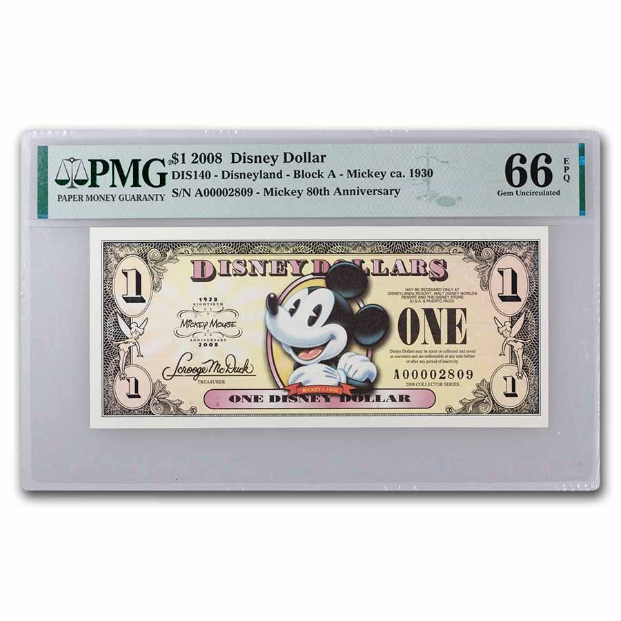 Buy 2008 $1.00 (A) Pie-Eye Mickey CU-66 EPQ PMG (DIS#140) | APMEX